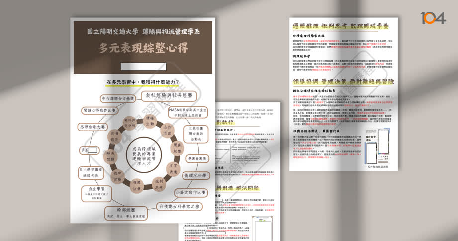 運輸與物流管理學系多元表現綜整心得範例 - 104學習歷程